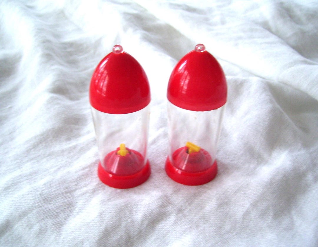 Atomic Rocket Ship Salt and Pepper Shakers Red Plastic - Etsy