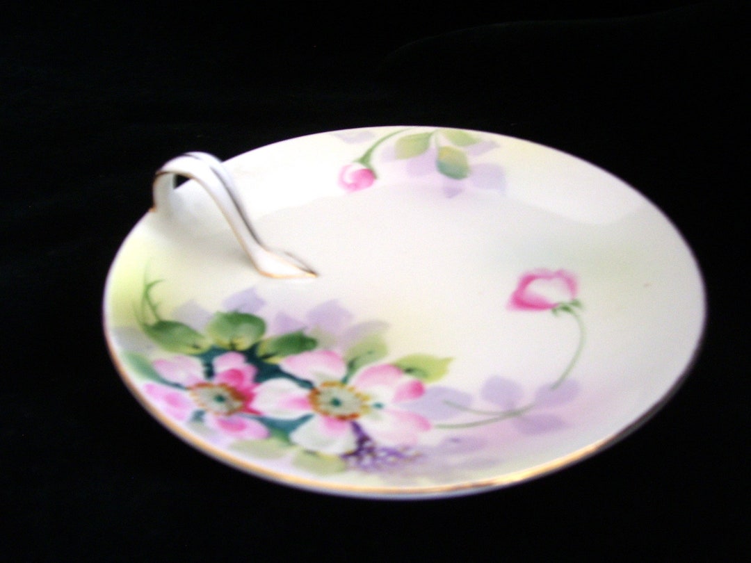 Antique Nippon Handpainted Plate Nappy Dish With Handle 6.25 Vintage - Etsy