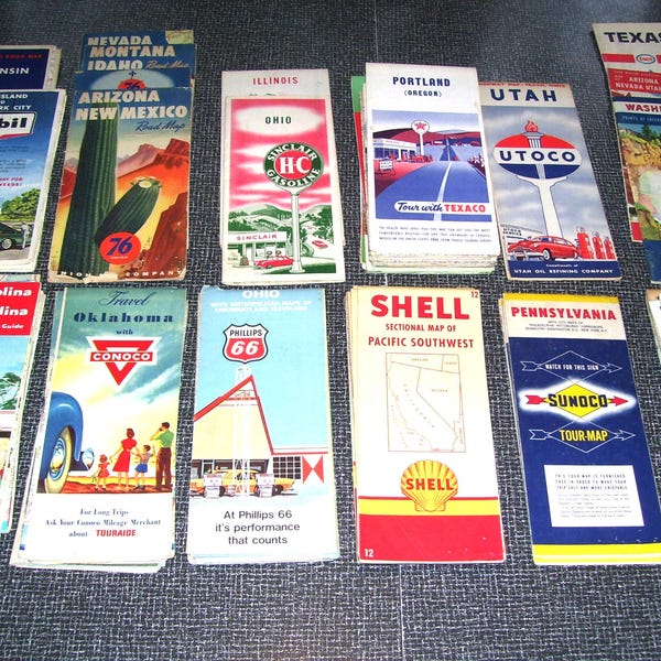 Vintage Road Maps - Etsy