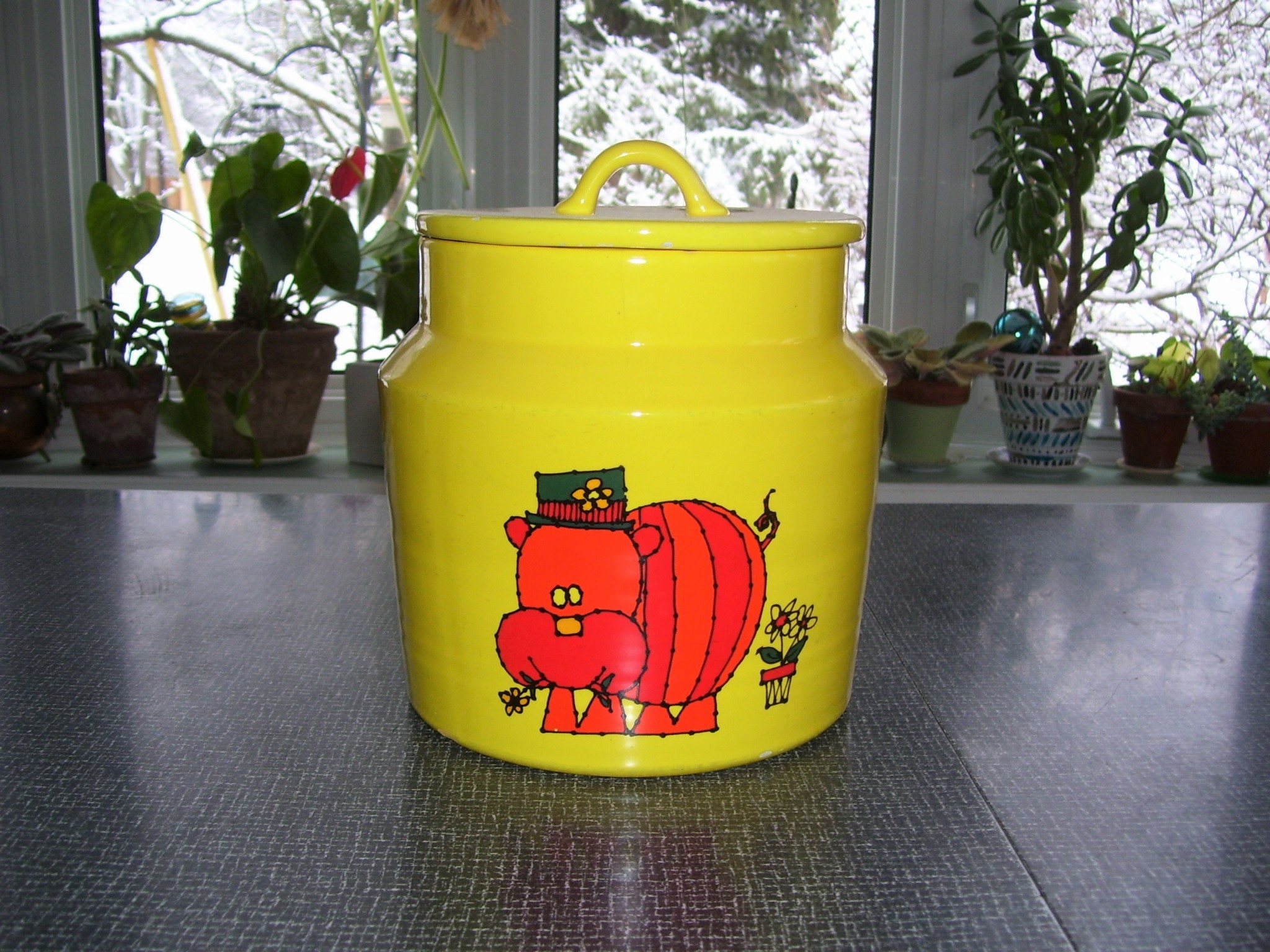 Haeger Hippo Cookie Jar Mod Cookie Jar 7.25x8.5 | Etsy