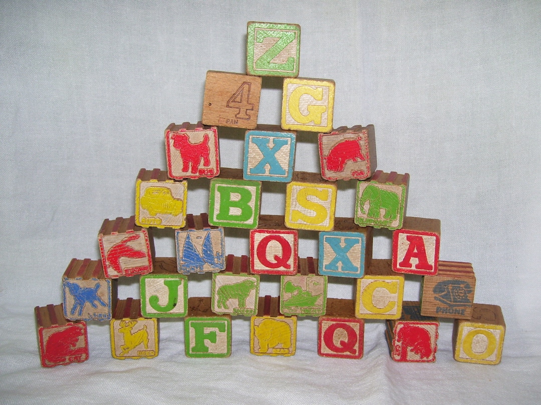 28 Vintage Wood Blocks Alphabet Blocks Vintage - Etsy