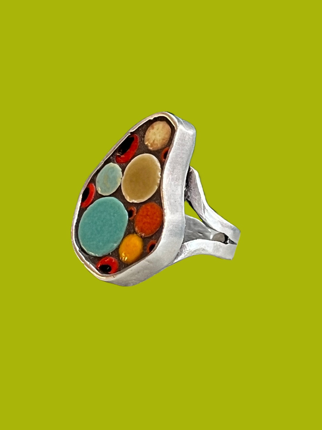 Mosaic Amorphous Ring, Mosaic Jewelry, Organic Mosaic Ring, Statement ...