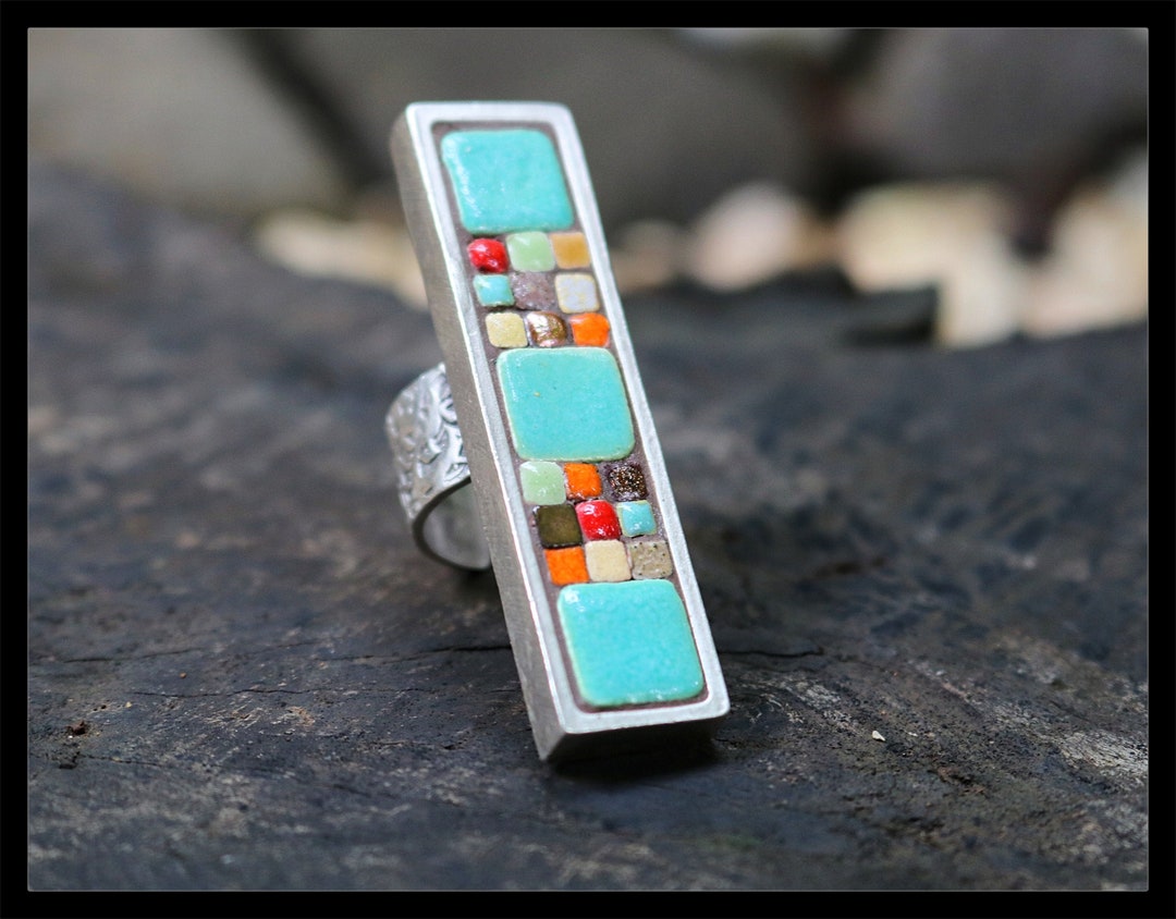 Mosaic Statement Ring, Mosaic Jewelry, Mosaic Art, Mosaic Ring ...