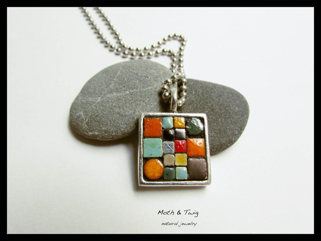 Mosaic Art Jewelry - Mosaic Pendant, Moroccan Ceramic Tiles, Fine ...
