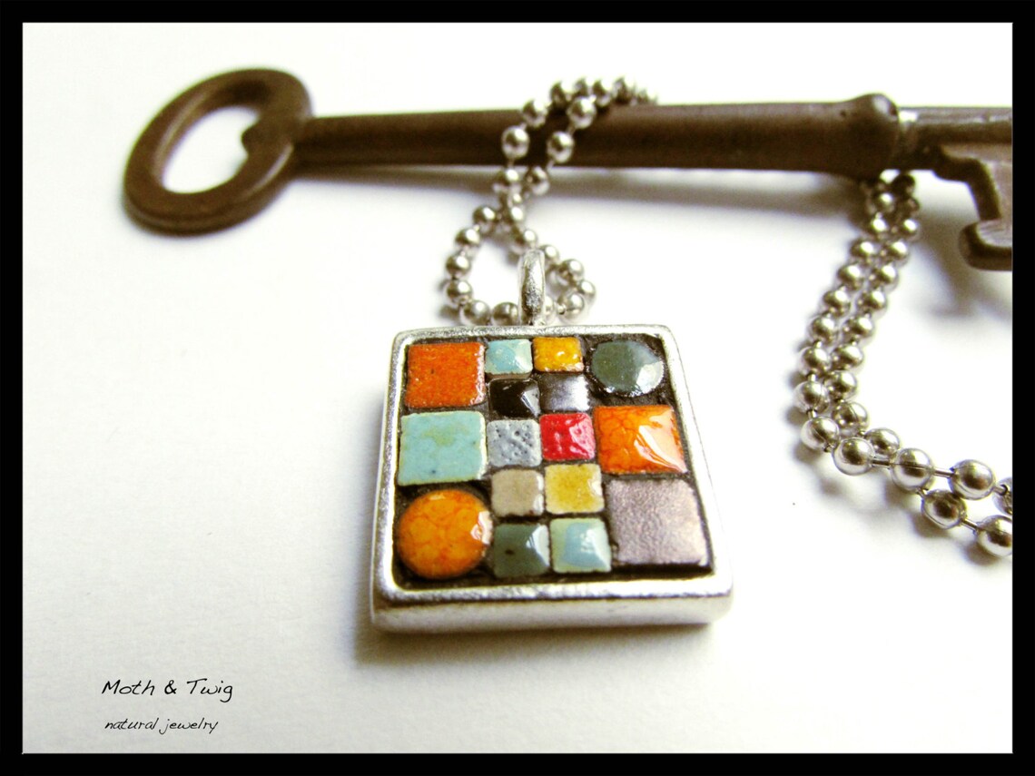 Mosaic Art Jewelry Mosaic Pendant Moroccan Ceramic Tiles | Etsy