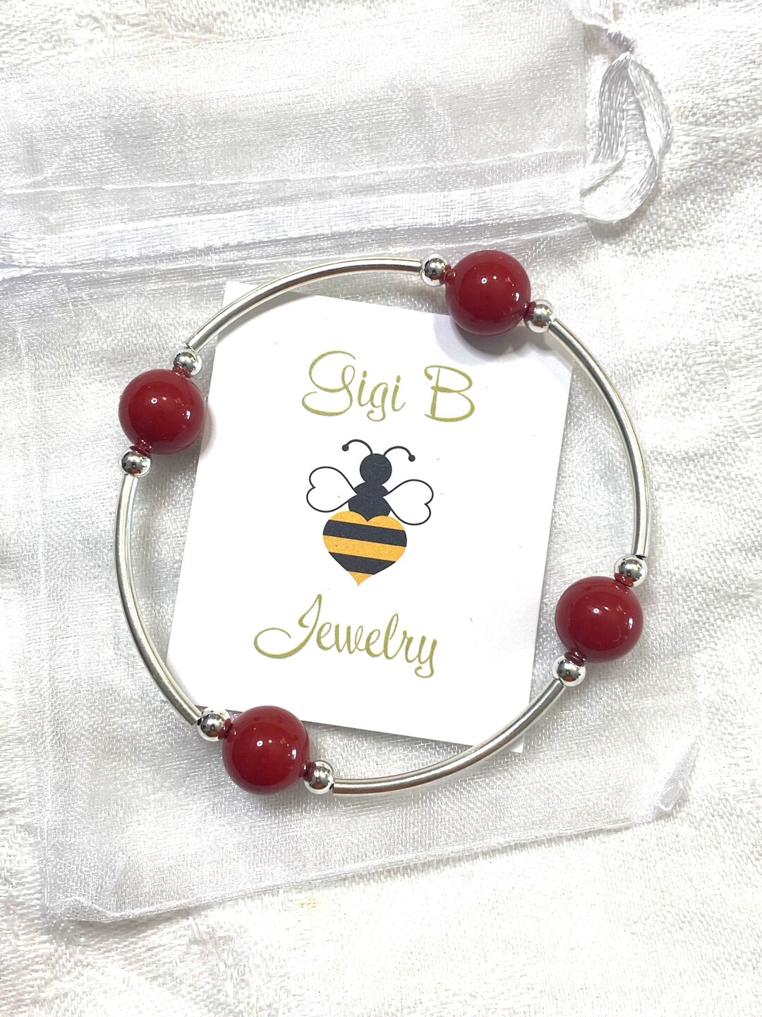 Grateful Bracelet—razorback Red/sterling Silver - Etsy