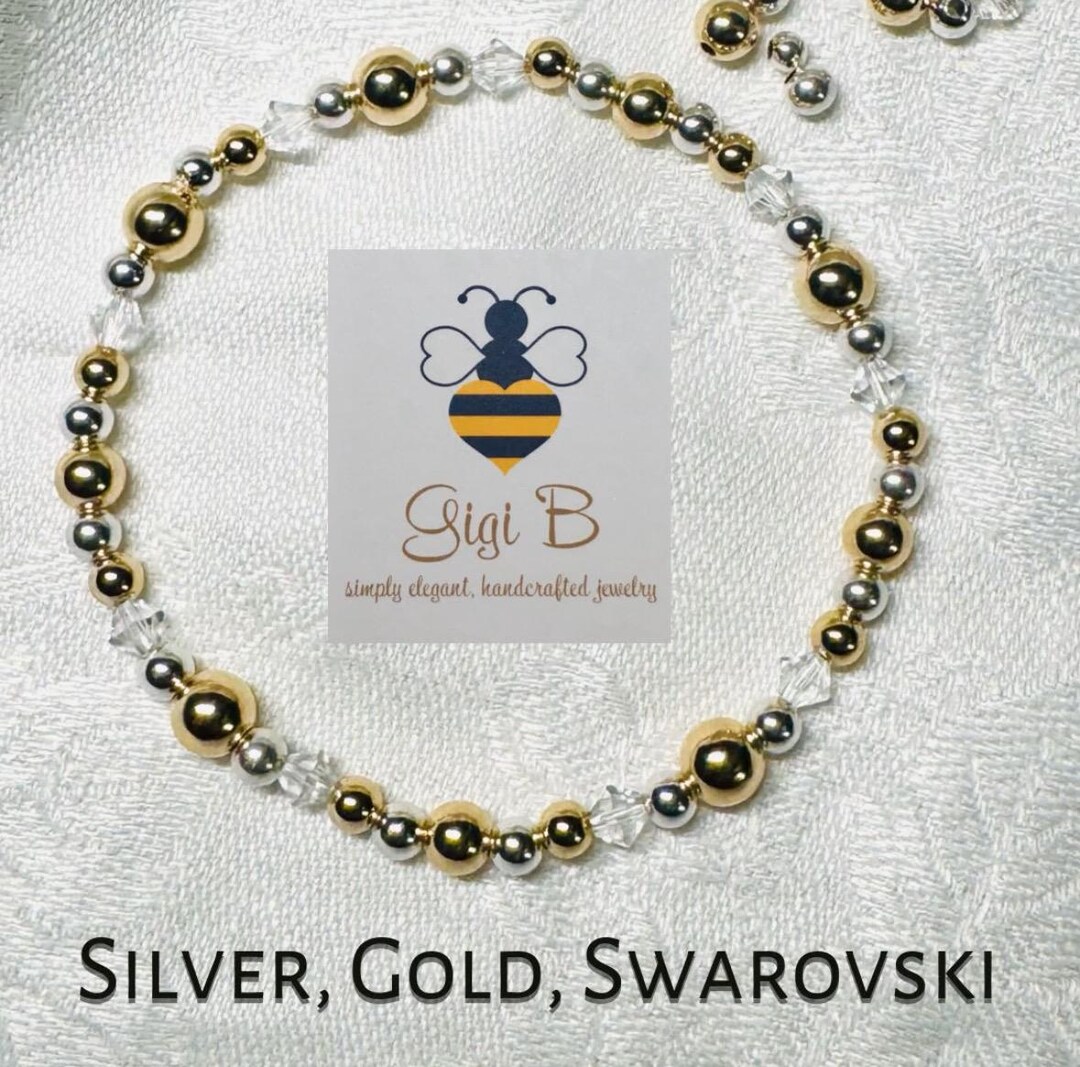 Silver Gold Swarovski Stacker Etsy