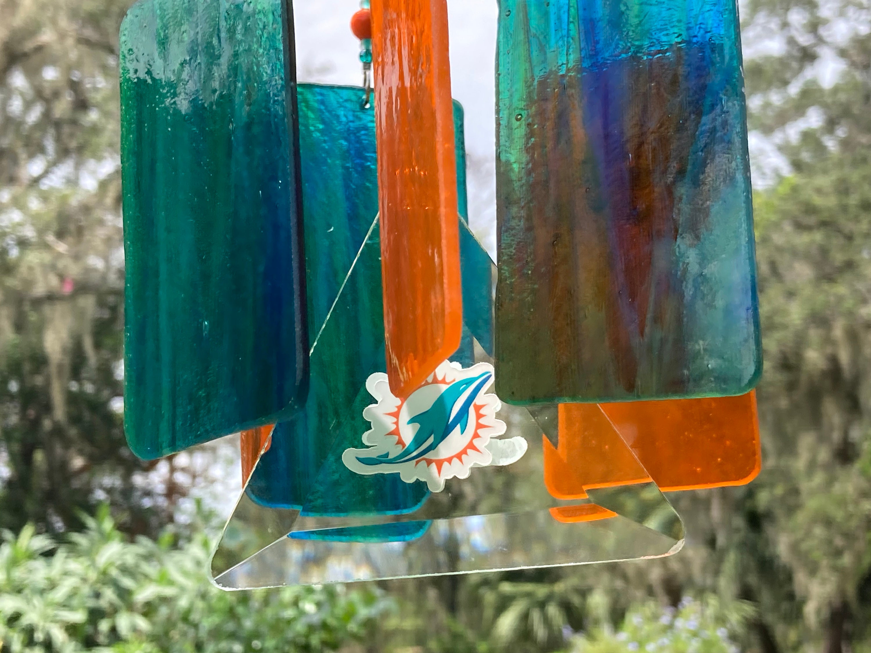 Miami Dolphins Stained Glass Wind Chime - Etsy