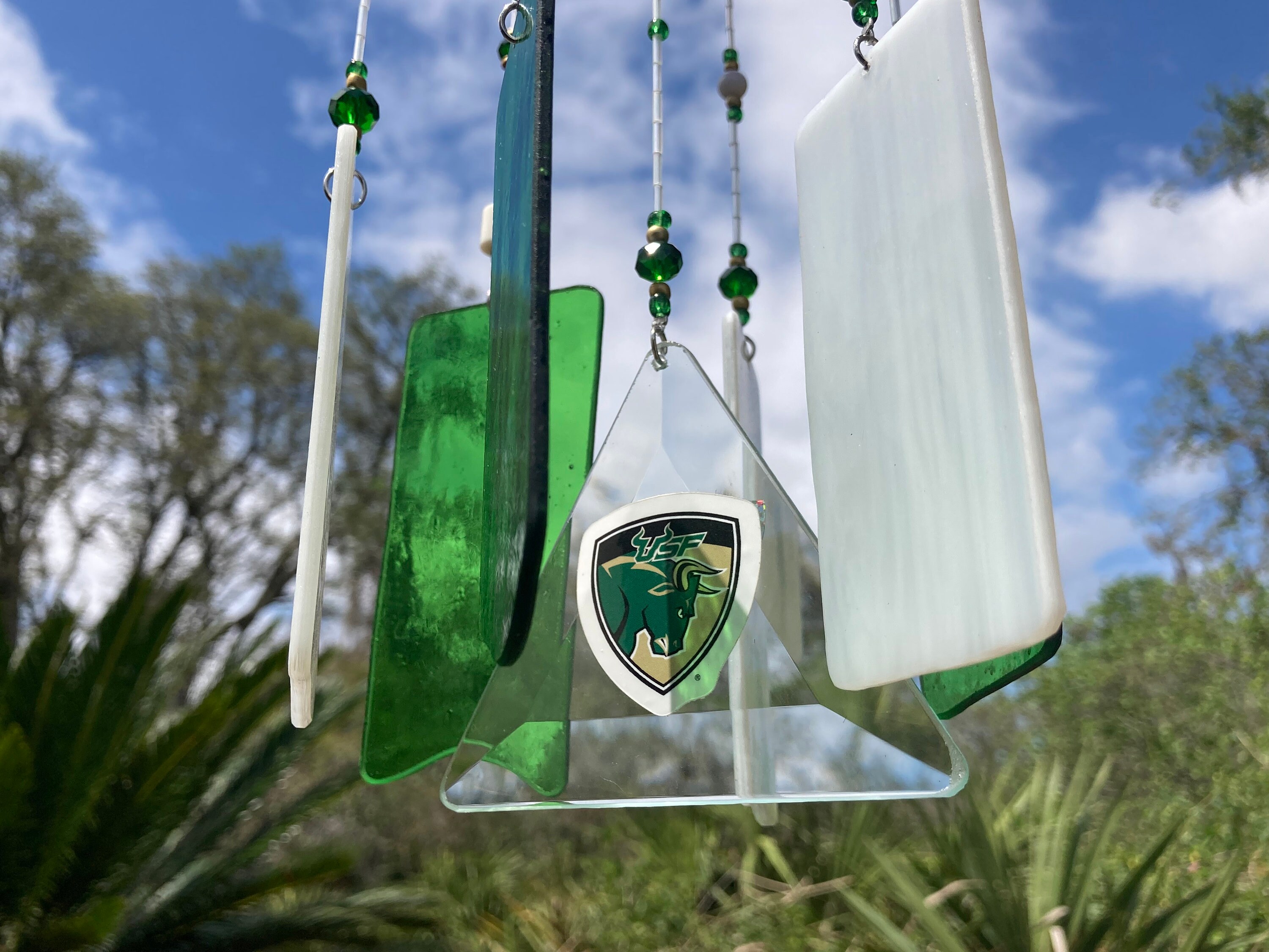 University of South Florida Bulls' Stained Glass Wind Chime - Etsy