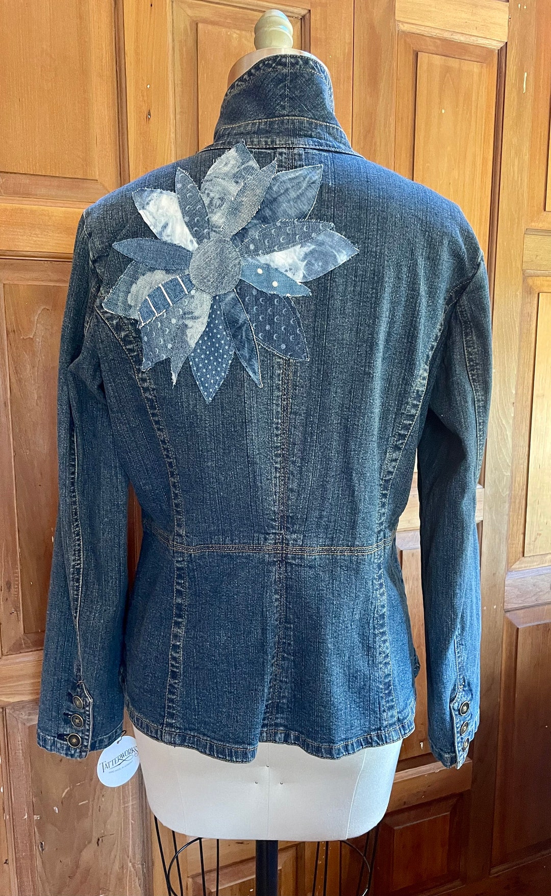 Repurposed Denim Jacket With Appliquéd Denim Flowers. - Etsy