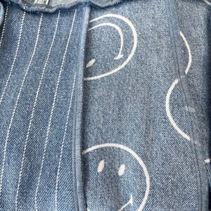 Upcycled Recycled Repurposed Boho Smiley Face Denim Coat With Paneled ...
