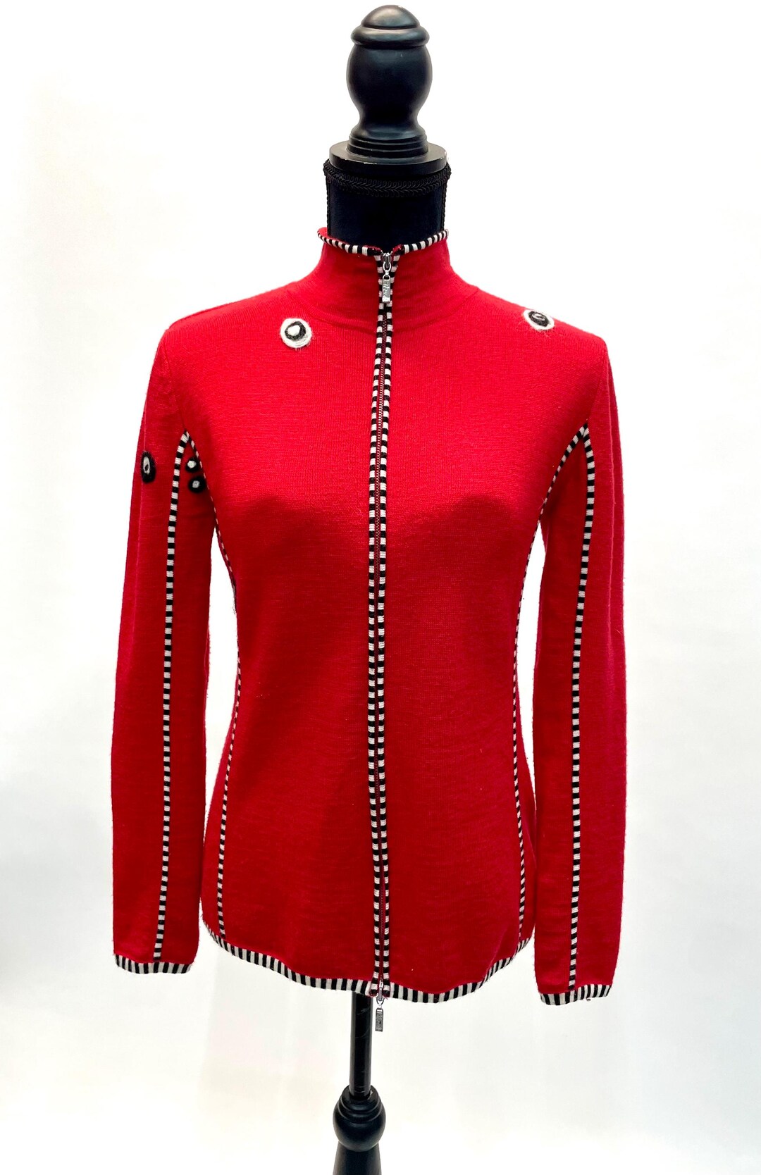 Red Merino Wool Zip Sweater: Whimsical Mended Wearable Art - Etsy