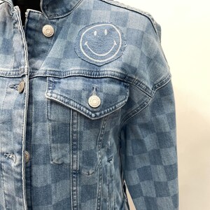 Upcycled Recycled Repurposed Boho Smiley Face Denim Coat With Paneled ...