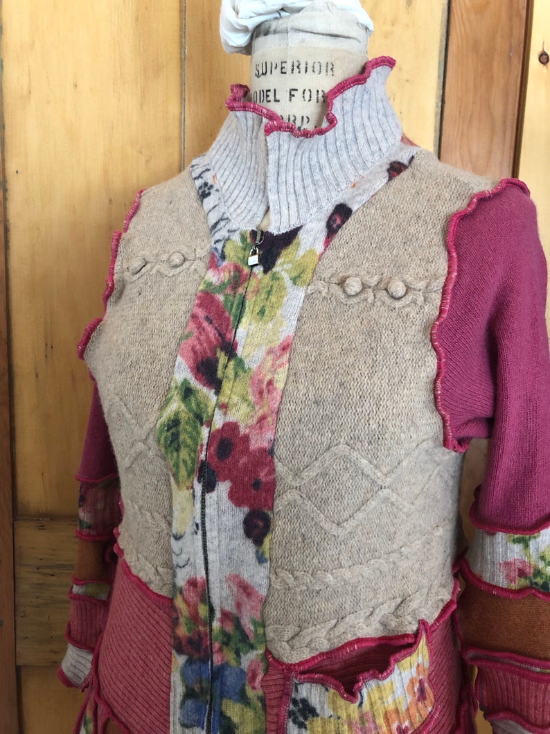 Upcycled Recycled Natural Fiber Wool Patchwork Sweater Coat Jacket - Etsy