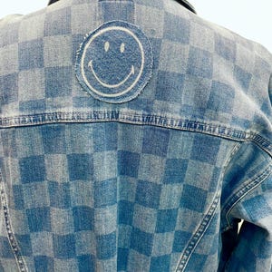 Upcycled Recycled Repurposed Boho Smiley Face Denim Coat With Paneled ...