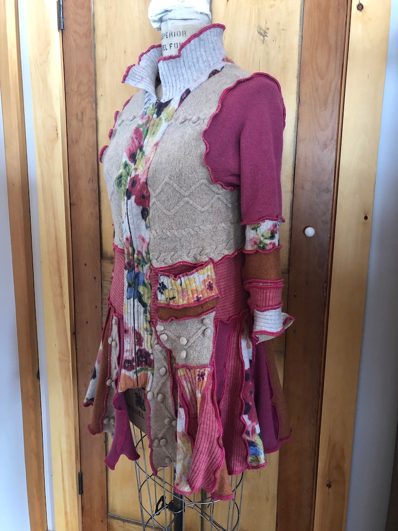 Upcycled Recycled Natural Fiber Wool Patchwork Sweater Coat Jacket - Etsy