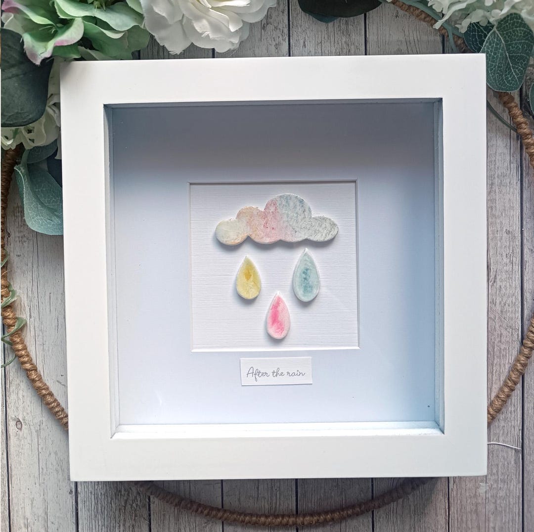 Handmade Clay Raindrop Art: Pastel Watercolor, Framed Irish Art - Etsy