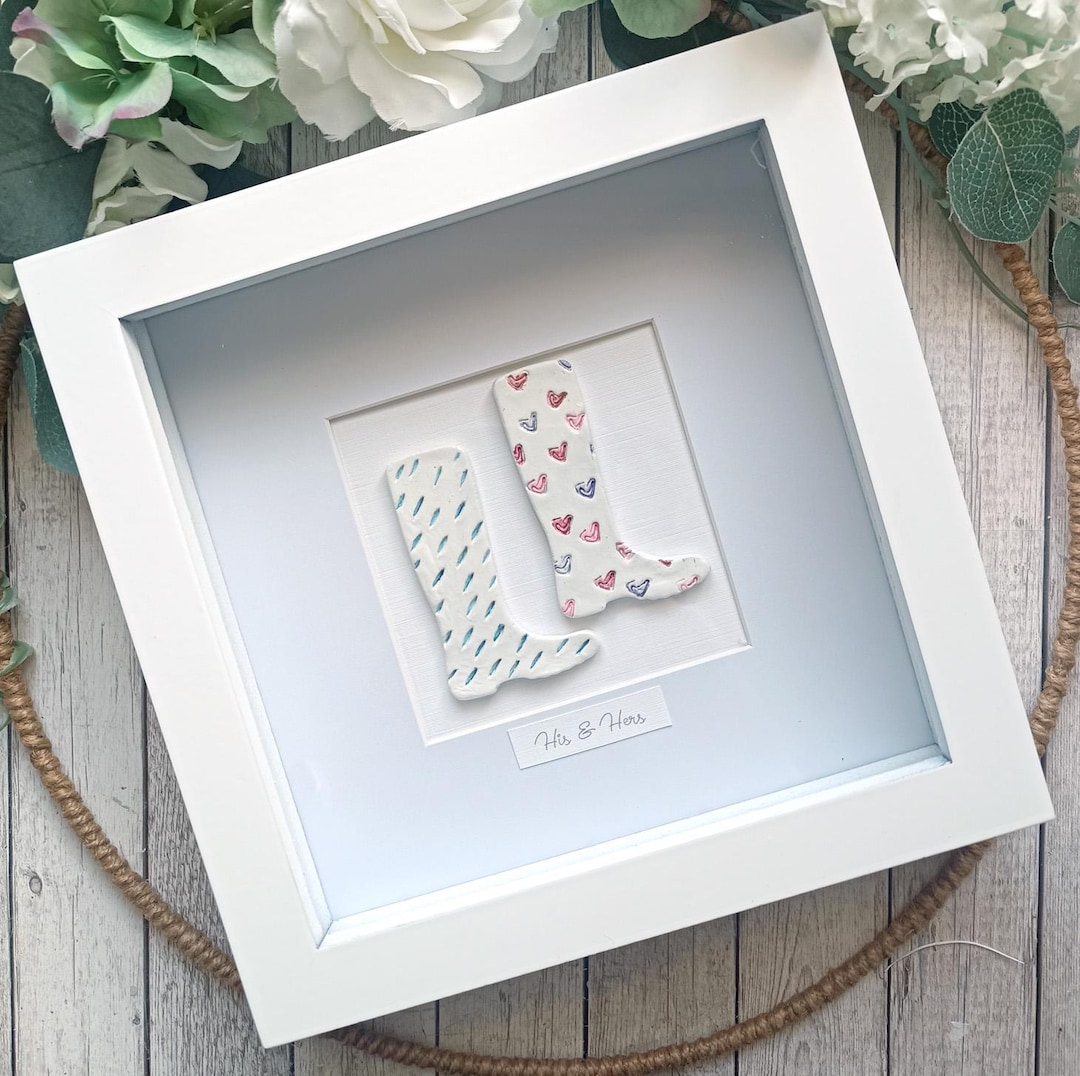 Hand-sculpted Welly Boot Clay Art: Irish Made Couple Gift, Personalized ...