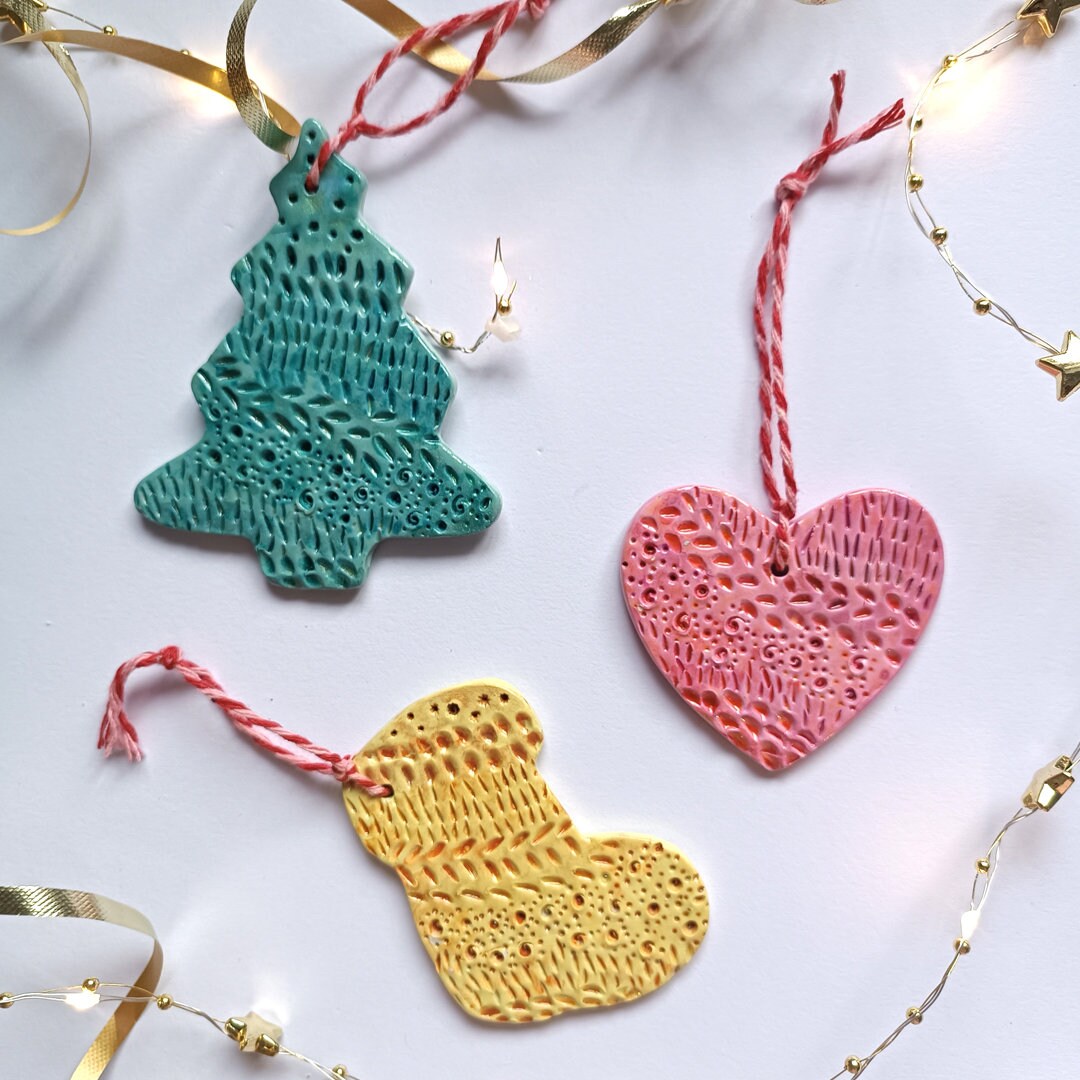 Handmade Textured Clay Christmas Tree Ornament - Etsy