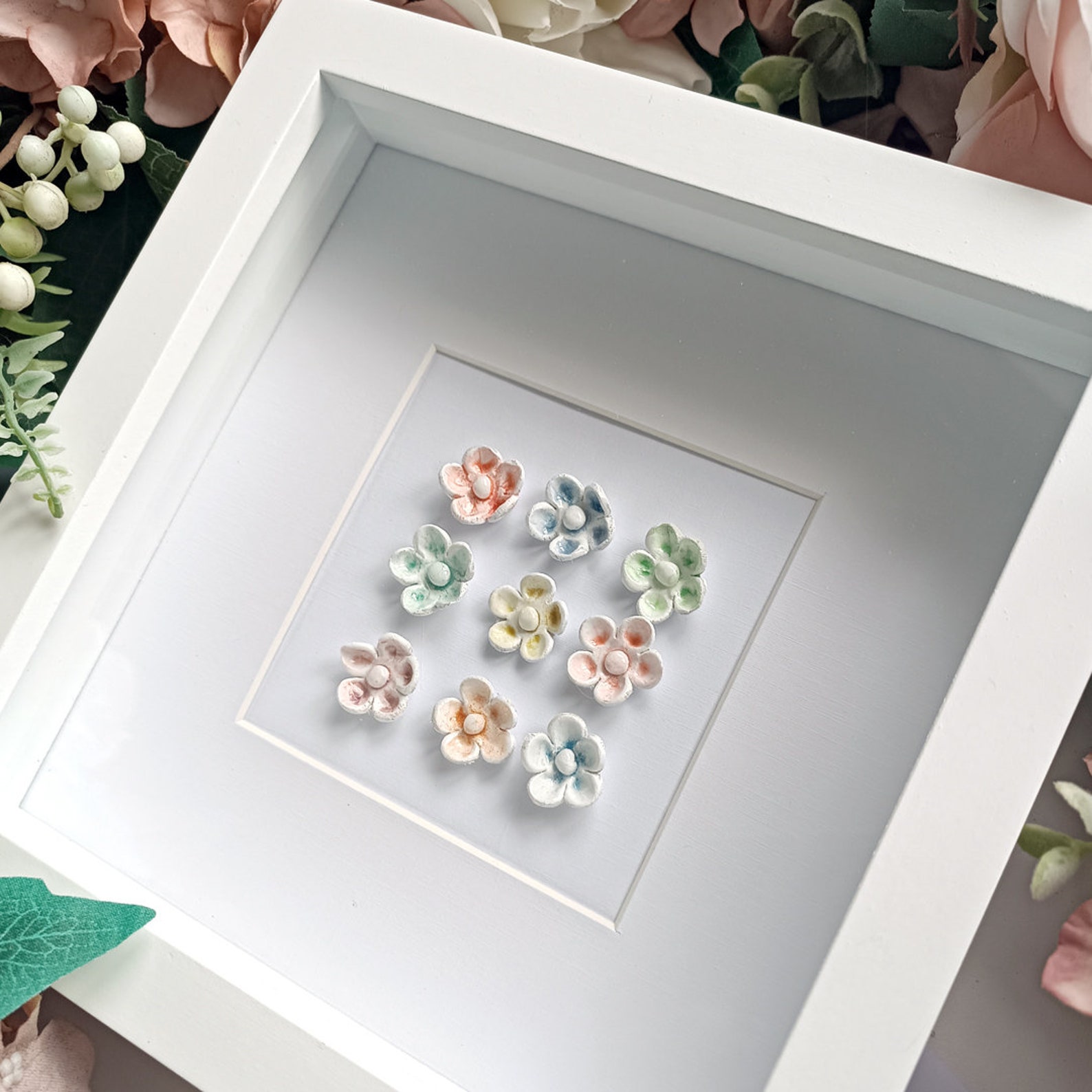 Framed Flower Clay Artwork, Daisy Art, Mother's Day Gifts, Valentine's ...