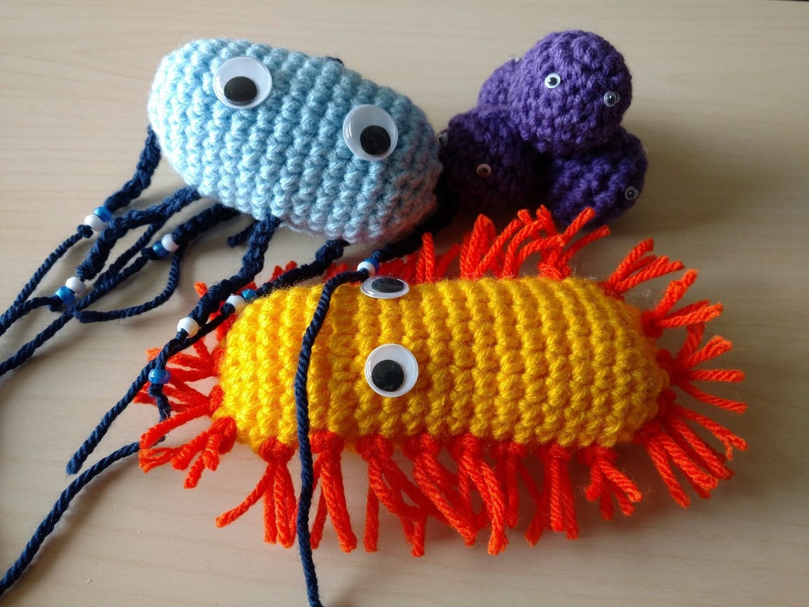 Amigurumi Crochet Bacteria Plush Toy, Cute Stuffed Microbes - Etsy