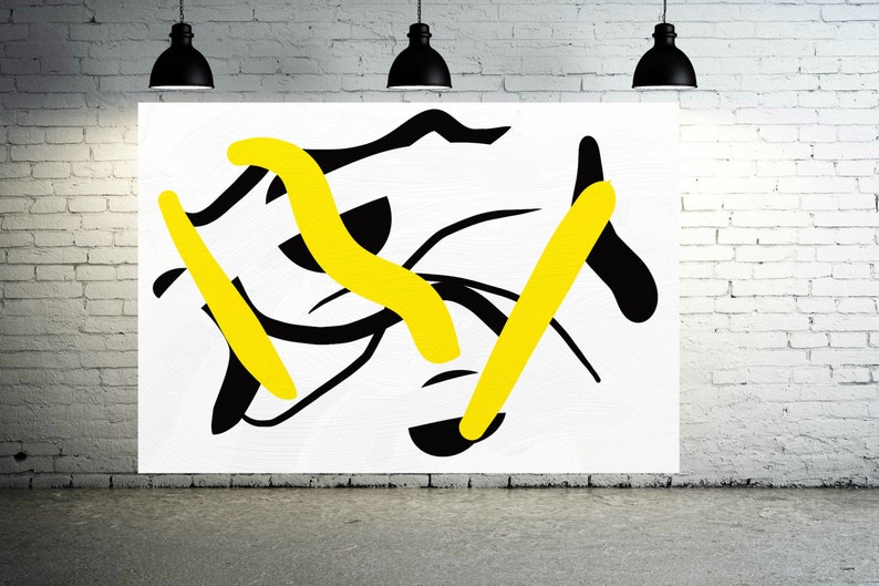 Yellow Painting Abstract Wall Art Large Artwork Acrylic - Etsy