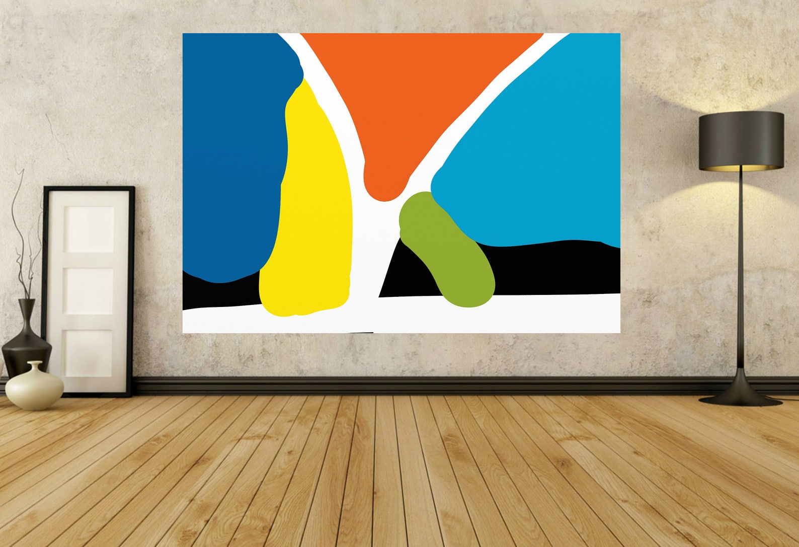 Abstract Painting Orange Blue Yellow Colorful PAINTINGS "30" to 80 ...