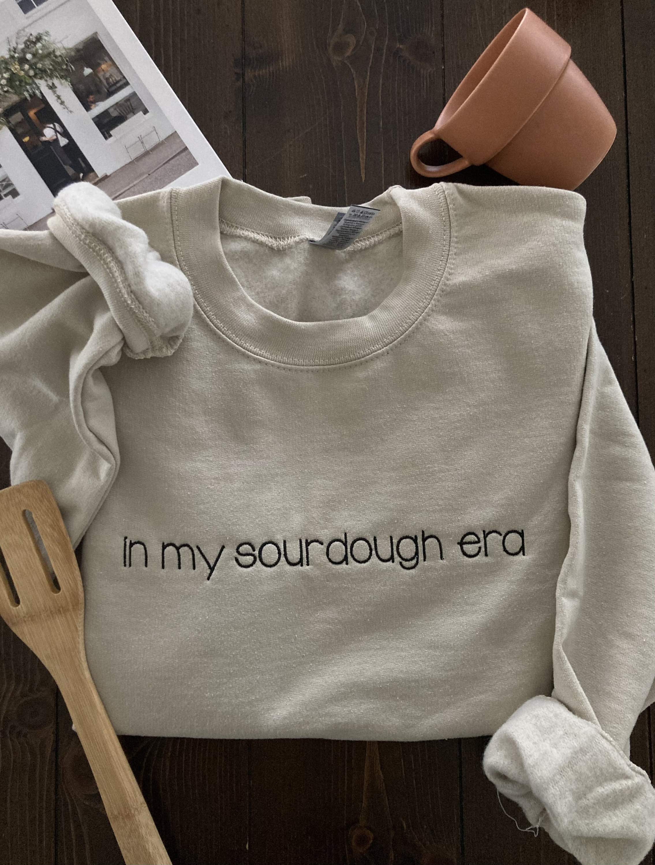 Simplistic Modern Sourdough Bread Embroidered Crewneck Sweater - Etsy