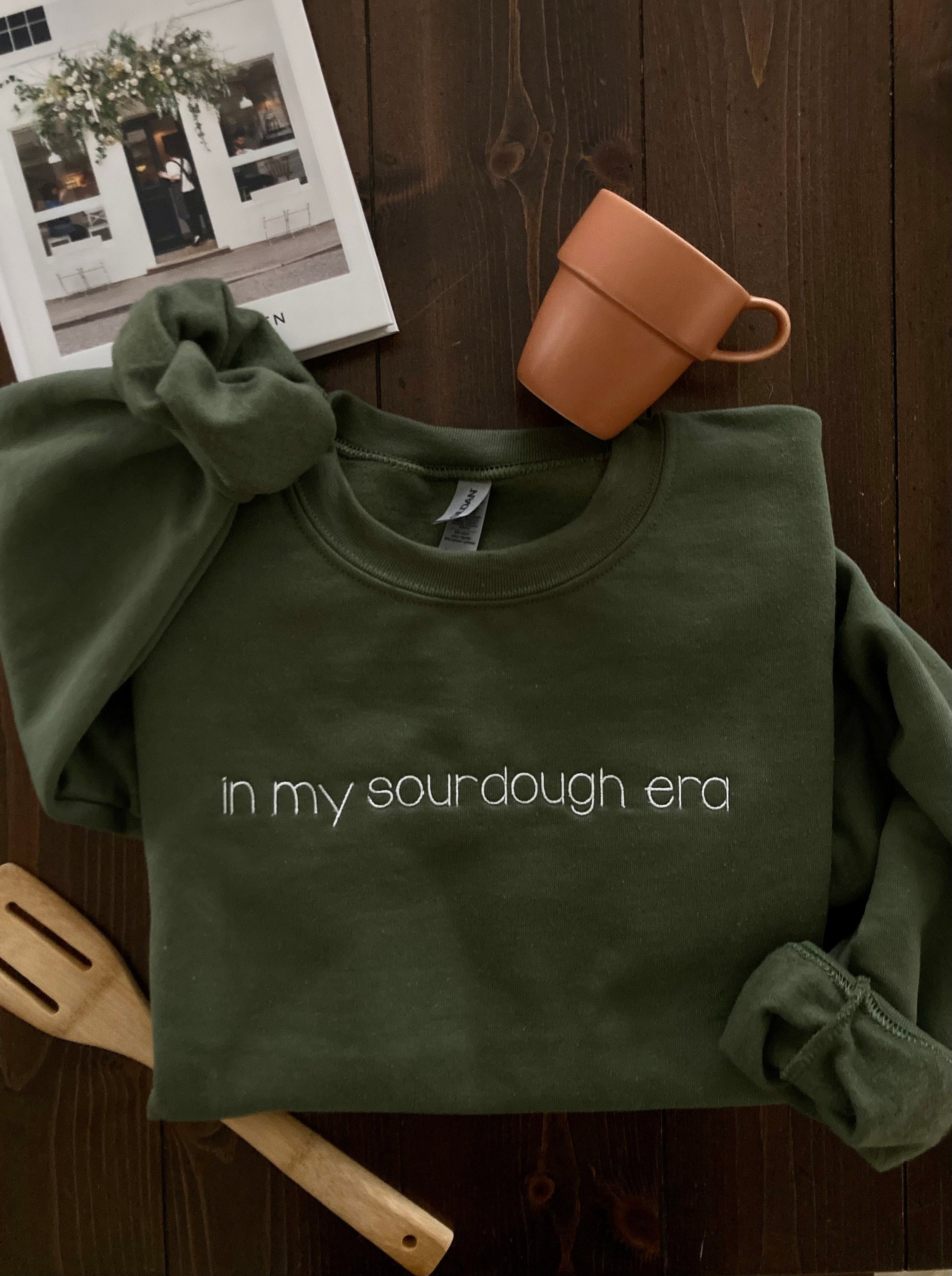 Simplistic Modern Sourdough Bread Embroidered Crewneck Sweater - Etsy