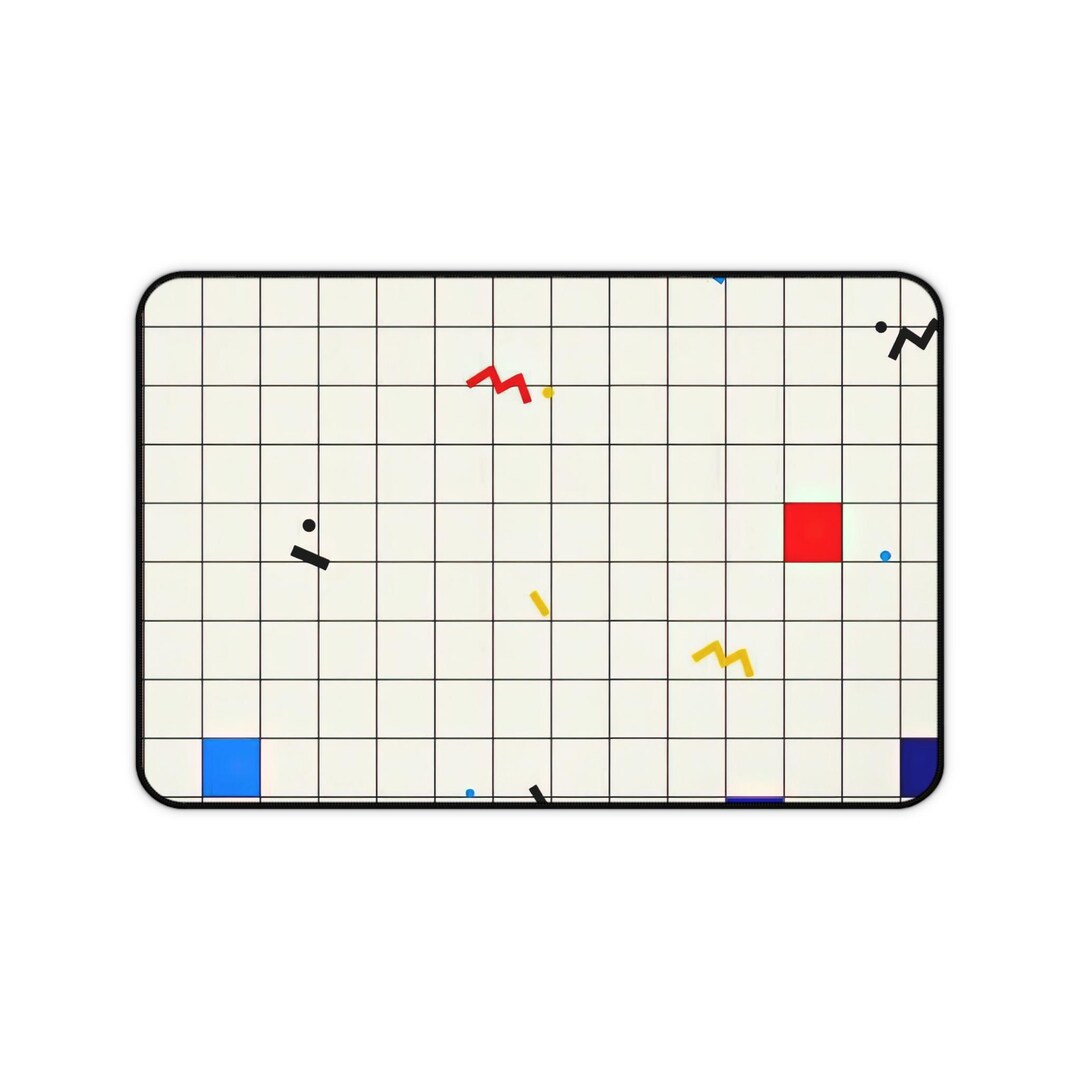Retro Geometric Grid Desk Mat Mouse Pad Memphis Design Colorful 80s ...