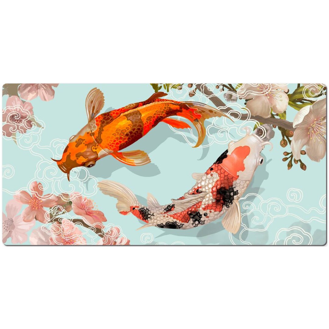 Japanese Traditional Koi Fish Desk Mat, Desk Mat Extra Large, Desk Mat ...