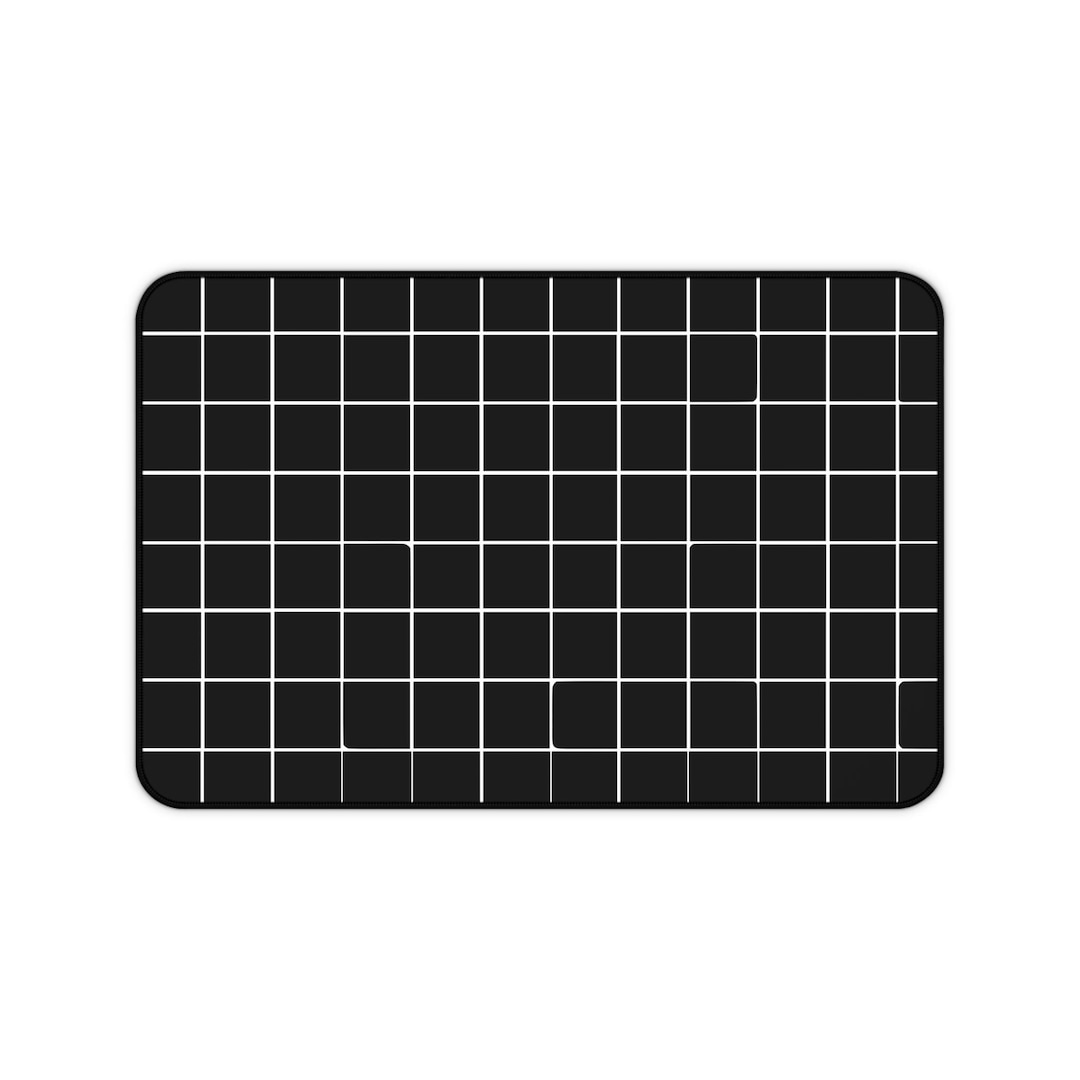 Large Black Grid Desk Mat Mouse Pad Modern Minimalist Gaming Setup ...