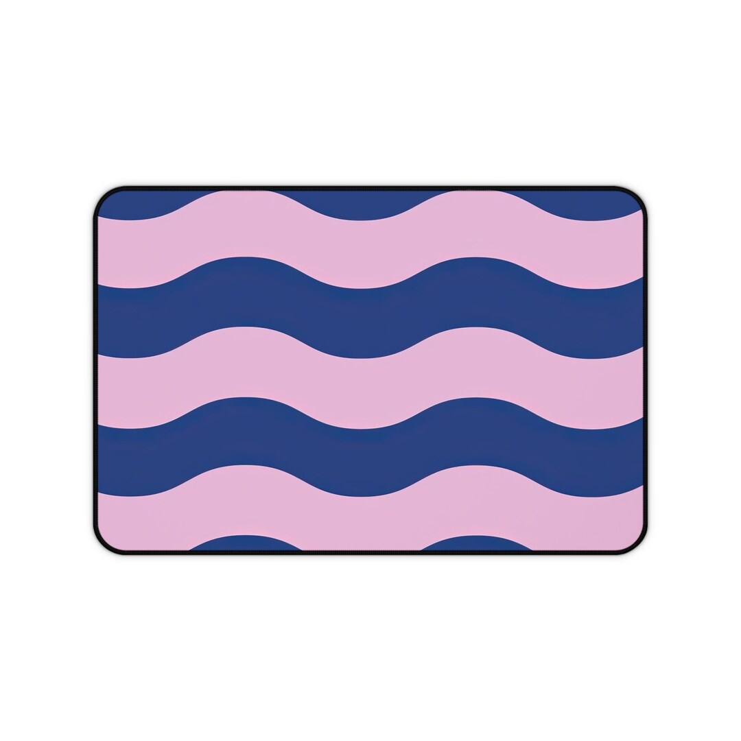 Pink and Navy Wave Desk Mat Mouse Pad Modern Geometric Design Large ...