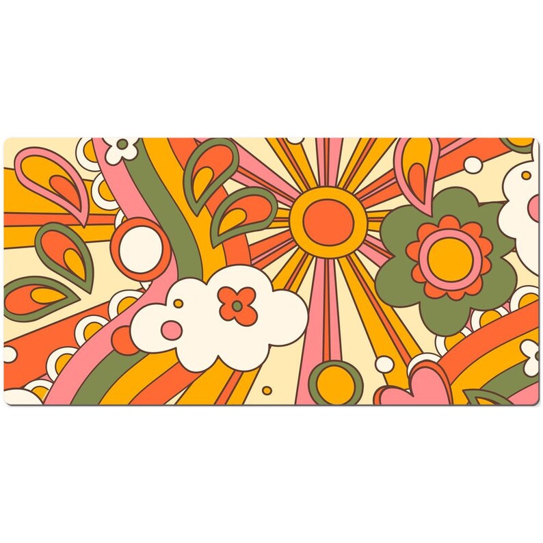 70s Boho Groovy Disco Mouse Pad Gamer Desk Mat Big Gaming - Etsy