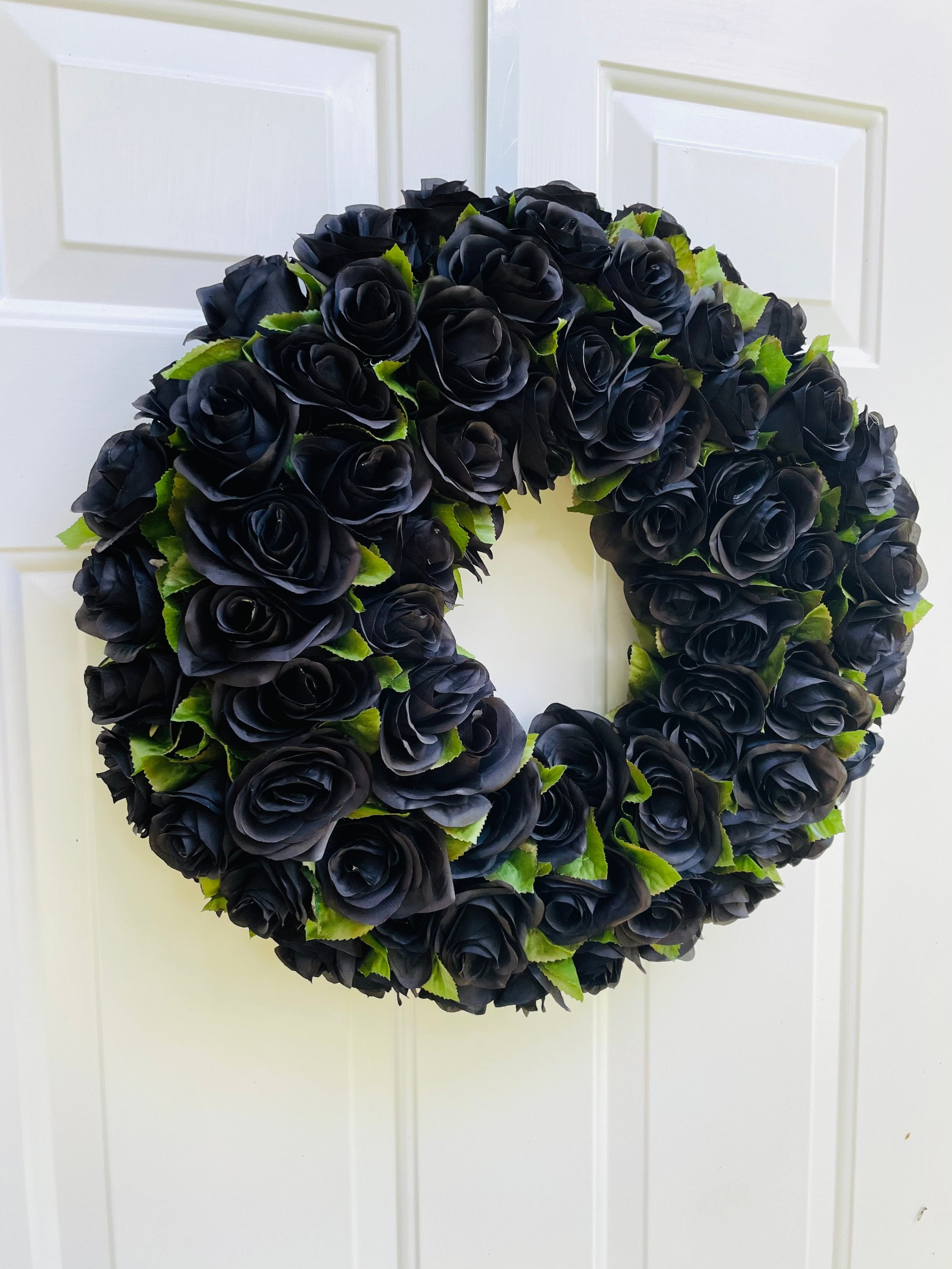 Black Rose Wreath Gothic Floral Wreath Halloween Wreath - Etsy