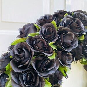 Black Rose Wreath, Gothic Floral Wreath, Halloween Wreath, Dark ...