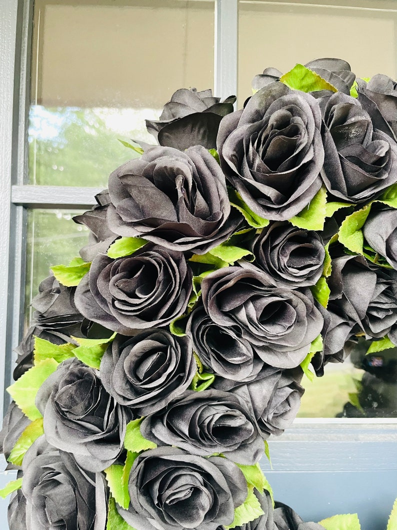 Black Rose Wreath Gothic Floral Wreath Halloween Wreath - Etsy