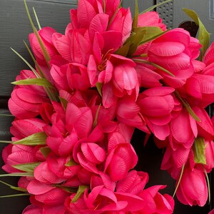 Pink Tulip Wreath, Heart Shaped Valentines Day Wreath, Pink Heart ...