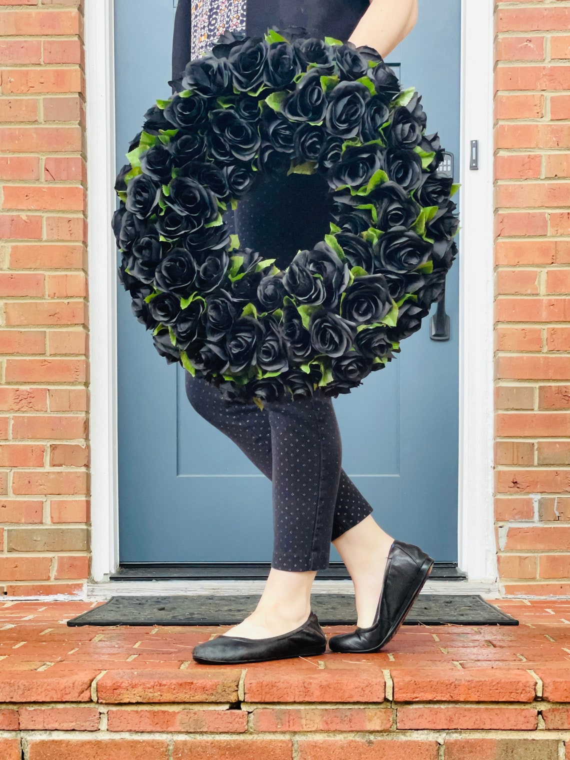 Black Rose Wreath Gothic Floral Wreath Halloween Wreath - Etsy