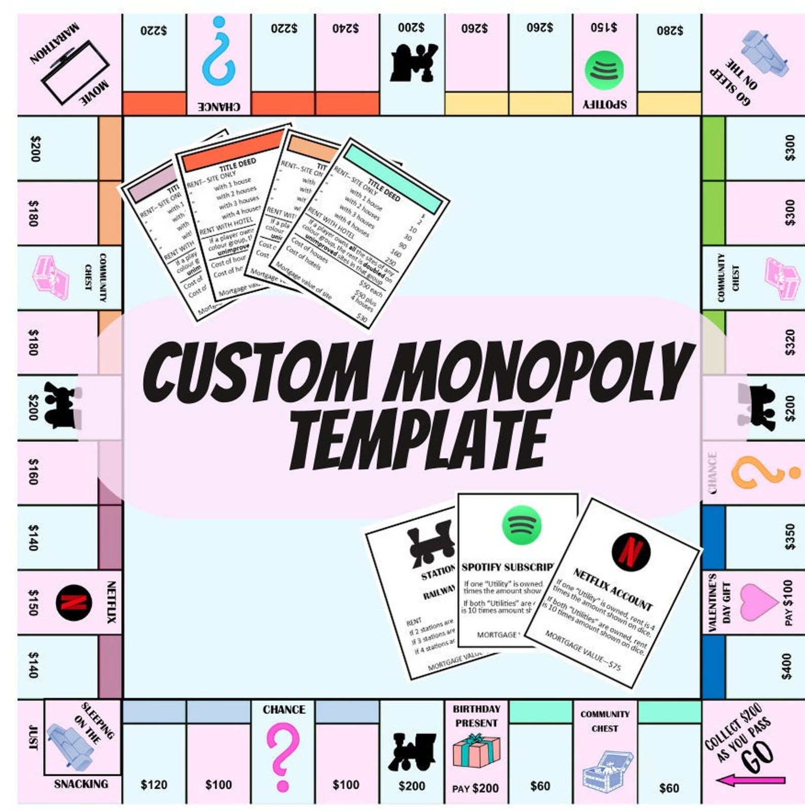 Customizable Monopoly Game Print Out - Etsy