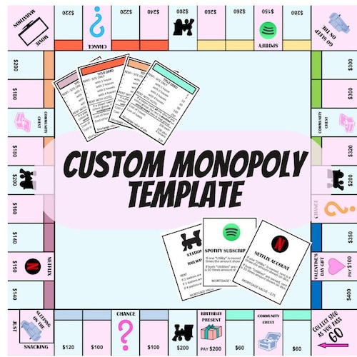 Customizable Monopoly Game Print Out - Etsy