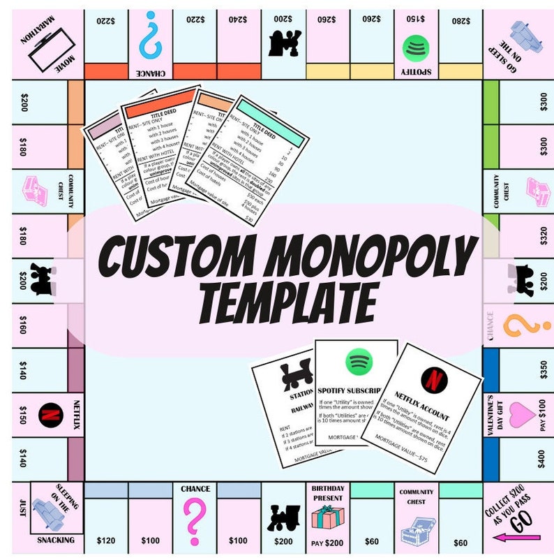 Customizable Monopoly Game Print Out - Etsy