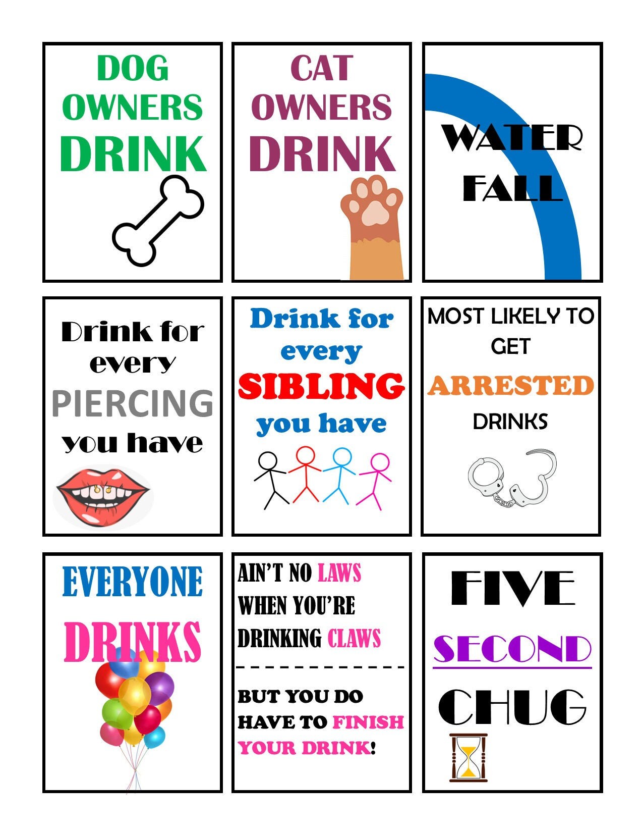 Drinking Card Game | Etsy