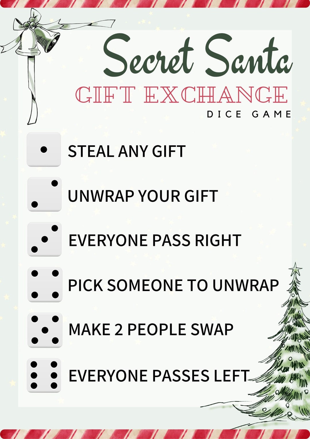 Secrete Santa Dice Game - Etsy