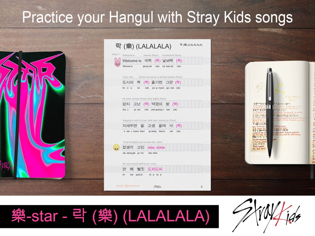 Stray Kids Lyrics Practice in Korean-hangul LALALALA Rock-star - Etsy