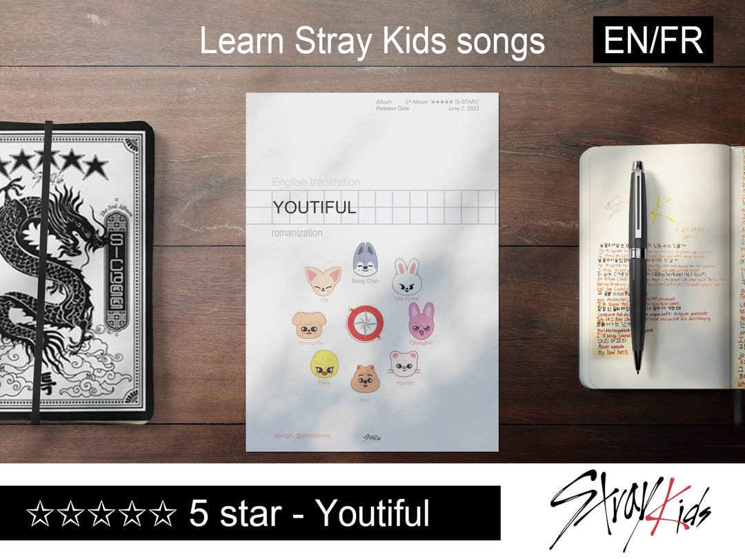 Stray Kids Lyrics Learn English 5-star Youtiful FR EN - Etsy