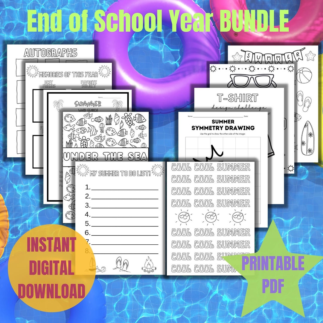 End of Year Activity Bundle: Summer Coloring Pages (digital Download ...