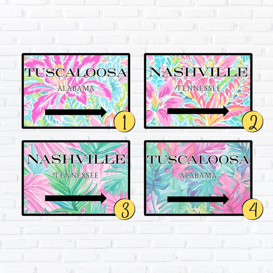 Custom Location Sign, Floral Preppy Wall Art, Dorm Decor for College ...
