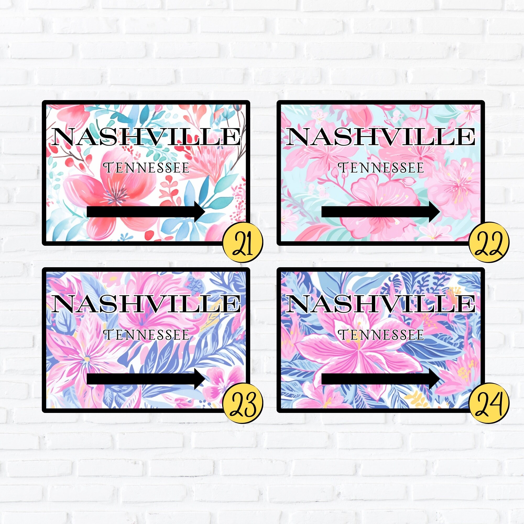 Custom Location Sign, Floral Preppy Wall Art, Dorm Decor for College ...