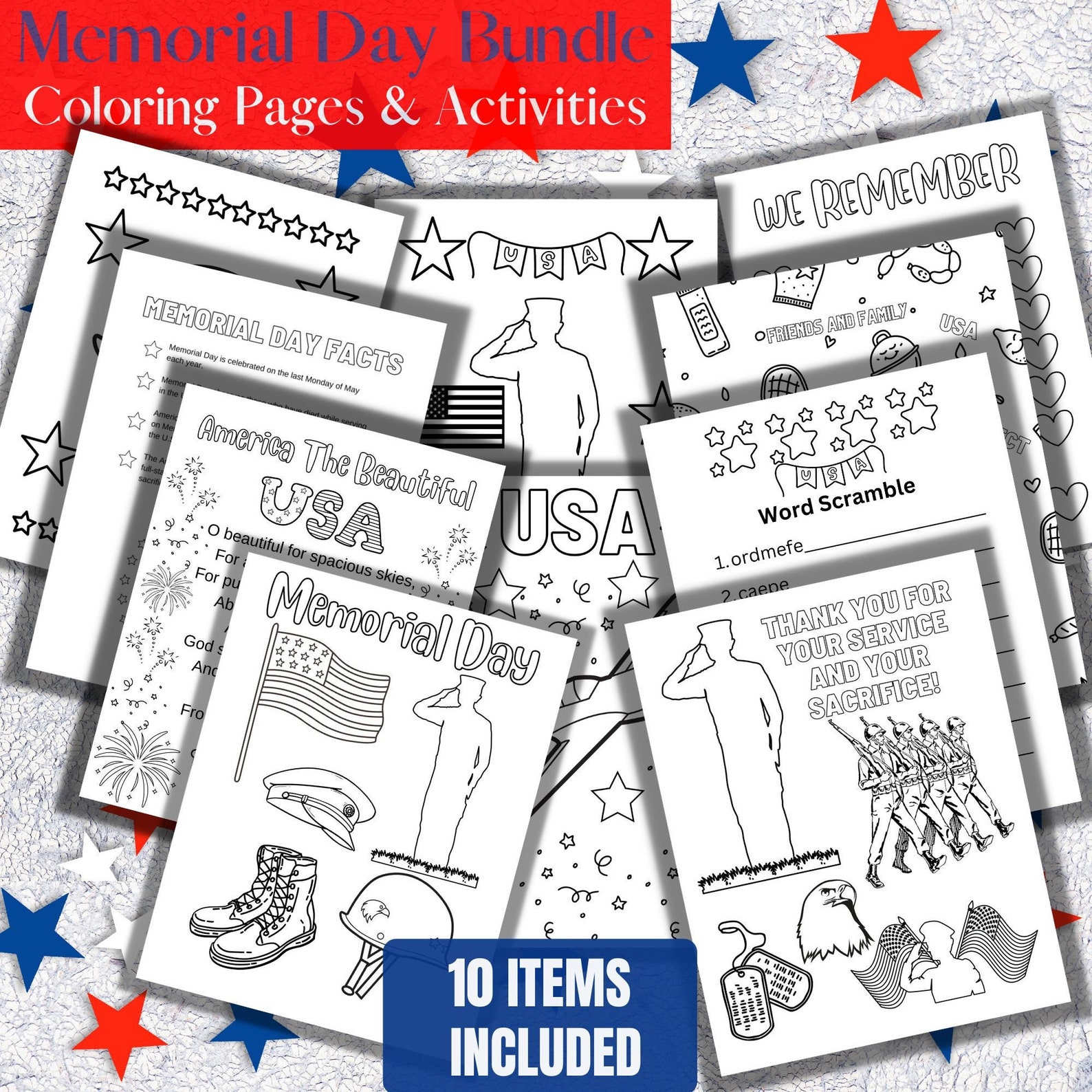 Memorial Day Bundle, Kids Coloring, May 29, Memorial Day Classroom, May ...